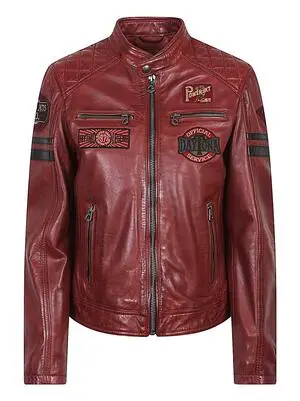 DAYTONA 73 Walkora Leather Moto Jacket - Red