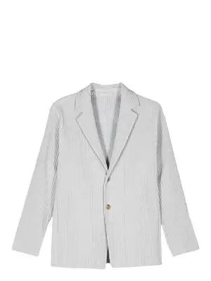 Issey Miyake Pleated Single-breasted Jacket - Grey