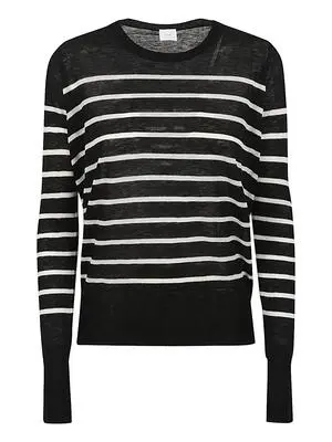 CT PLAGE Wool Striped Sweater - Black