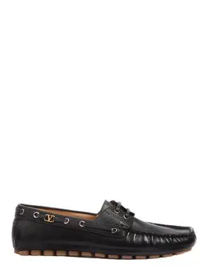 Valentino Garavani Leather Moccasin - Black