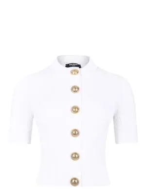 Balmain Crewneck Cardigan - White