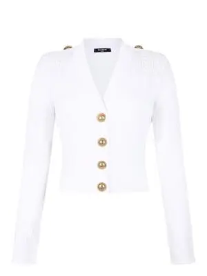 Balmain V-neck Cardigan - White
