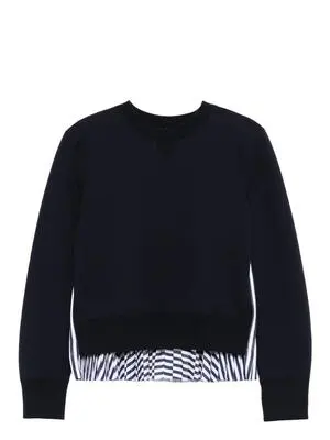 Sacai Cotton And Nylon Crewneck Sweater - Blue