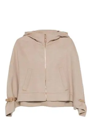Max Mara Wool Hooded Cape - Beige