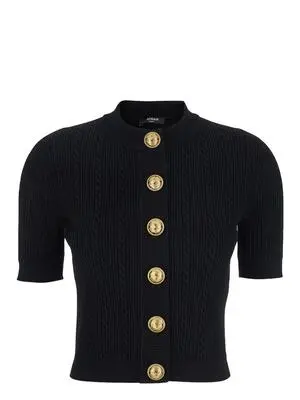 Balmain Crewneck Cardigan - Black