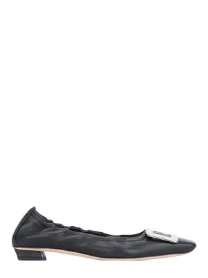 ROGER VIVIER Belle Vivier Leather Ballet Flats - Black