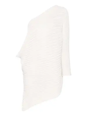 Issey Miyake Stream One-shoulder Pleated Top - White