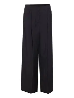 Fendi Wool Wide-leg Trousers - Black