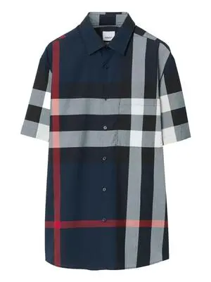 Burberry Check Cotton Shirt - Blue