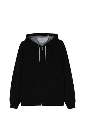 Brunello Cucinelli Cotton Blend Zipped Hoodie - Black