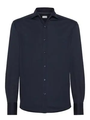 Brunello Cucinelli Silk And Cotton Blend Shirt - Blue
