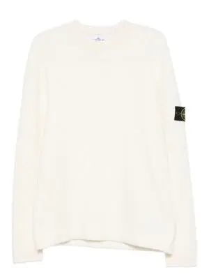Stone Island Wool Blend Crewneck Sweater - White