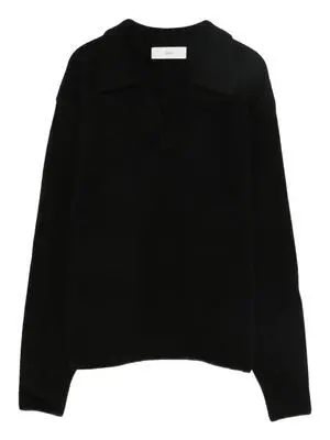 DUNST Wool Blend Polo Sweater - Black