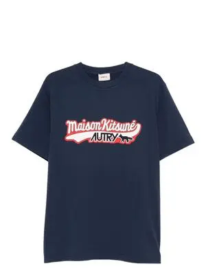 AUTRY X MAISON KITSUNE Logo Cotton T-shirt - Blue