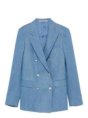 Tagliatore Cotton Double-breasted Jacket - Sky Blue