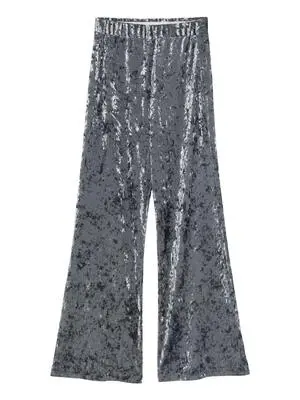 FORTE_FORTE Velvet High-waisted Flared Trousers - Grey