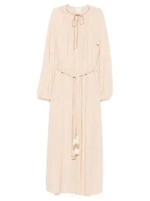 FORTE_FORTE Crepe De Chine Long Dress - Beige