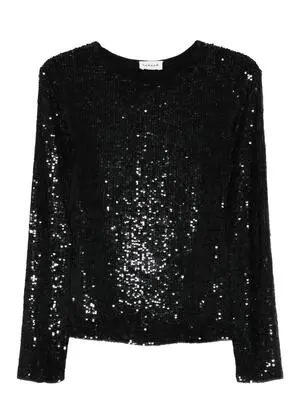 PAROSH Sequined Top - Black