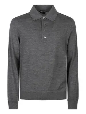 TOM FORD Long-sleeved Polo Shirt - Grey