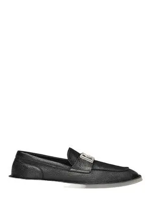 Dolce & Gabbana Leather Loafer With Logo - Black