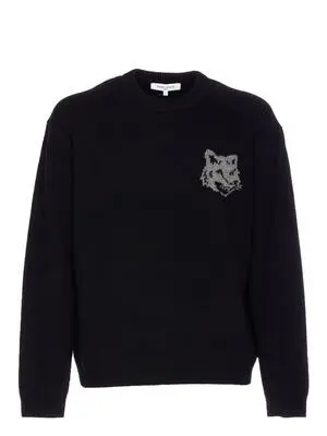 Maison Kitsuné Fox Head Wool Jumper - Black