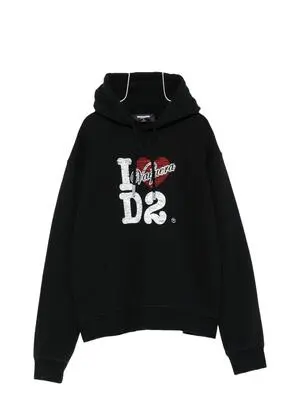 Dsquared2 Logo Cotton Hoodie - Black
