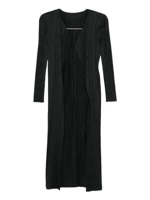 Issey Miyake Pleated Long Cardigan - Black
