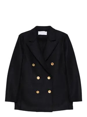 Harris Wharf London Wool Double-breasted Coat - Blue