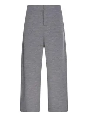 Max Mara Wool And Cotton Wide-leg Trousers - Grey