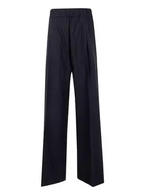 SEMICOUTURE Wool Wide Leg Trousers - Black