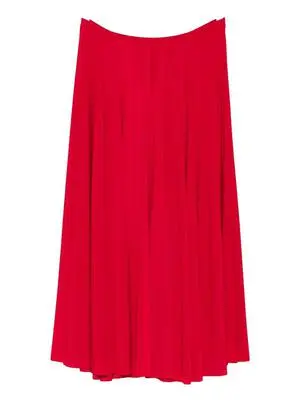 Norma Kamali Pleated Midi Skirt - Red