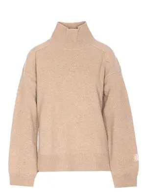 Tory Burch Wool Turtleneck Jumper - Beige