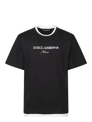 Dolce & Gabbana Short Sleeve T-shirt With Logo - Black