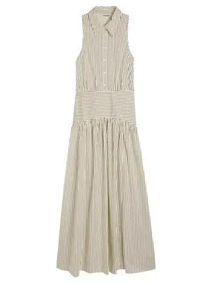 Staud Striped Maxi Shirt Dress - White