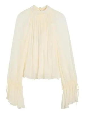 Staud Roux Pleated Georgette Blouse - Ivory