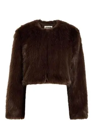 Staud Casimira Faux Fur Jacket - Brown