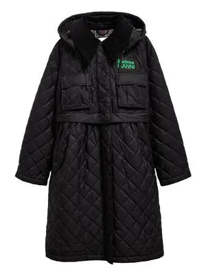 BARBOUR X GANNI Quilted Peplum Shell Coat - Black