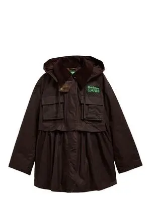BARBOUR X GANNI Peplum Waxed Cotton Jacket - Dark Green