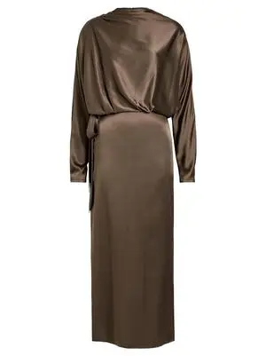 Staud Phoebe Draped Stretch-silk Dress - Taupe