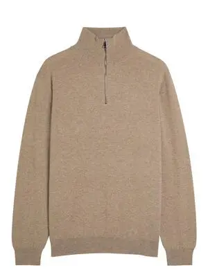 BEGG X CO Heriot Quarter-zip Cashmere Jumper - Brown