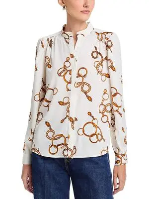 T Tahari Long Sleeve Button Down Blouse - Golden Bracelet Ivory