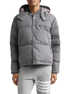 THOM BROWNE Down Bomber Puffer Jacket With Removable Hood
