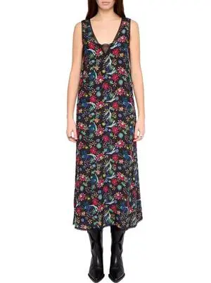 Zadig&Voltaire Renzo Floral Print Sleeveless Dress - Encre