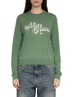 Zadig&Voltaire Miss Cp Mon Amour Embellished Cashmere Sweater - Verveine