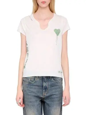 Zadig&Voltaire T-shirt With Strass Heart - Judo