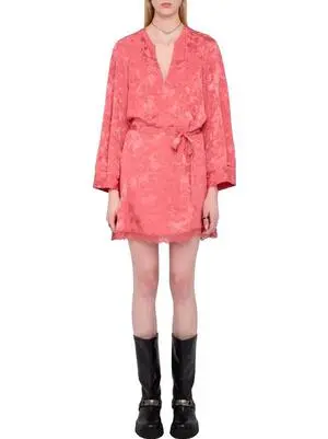 Zadig&Voltaire Ramasco Horse Pattern Jacquard Silk Minidress - Tea Rose