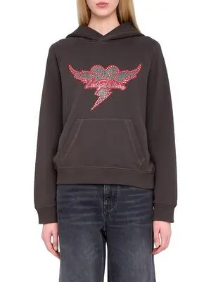 Zadig&Voltaire Georgy Heart Wings Strass Embellished Hoodie - Carbone