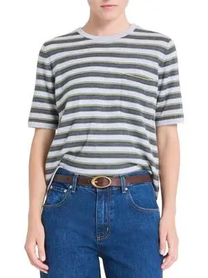 TWP Striped Cashmere Pocket T-shirt - Beetle Multi