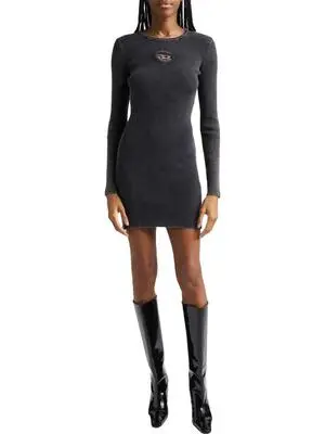 DIESEL® M-anchorage Long Sleeve Body-con Minidress - Black