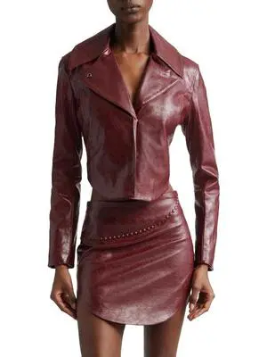 DIESEL® G-ameck Faux Leather Crop Jacket - Bordeaux